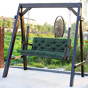 MiokyStaner Porch Swing Cushions with Backrest, 2-3 Seater Waterproof Bench Pad Cushions, Thicken 4" Outdoor Swing Cushions, for Outdoor Patio Garden Furniture (47x40in, Dark green)