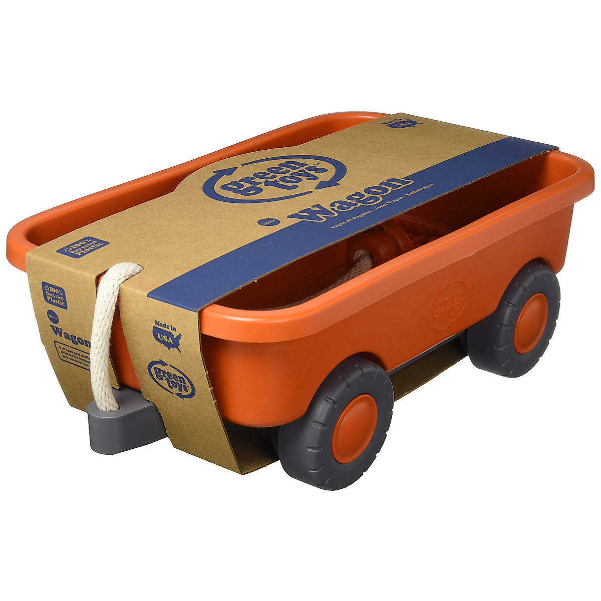Green Toys Wagon, Orange CB - Pretend Play, Motor Skills, Kids Outdoor Toy Vehicle. No BPA, phthalates, PVC. Dishwasher Safe, Recycled Plastic, Made in USA.