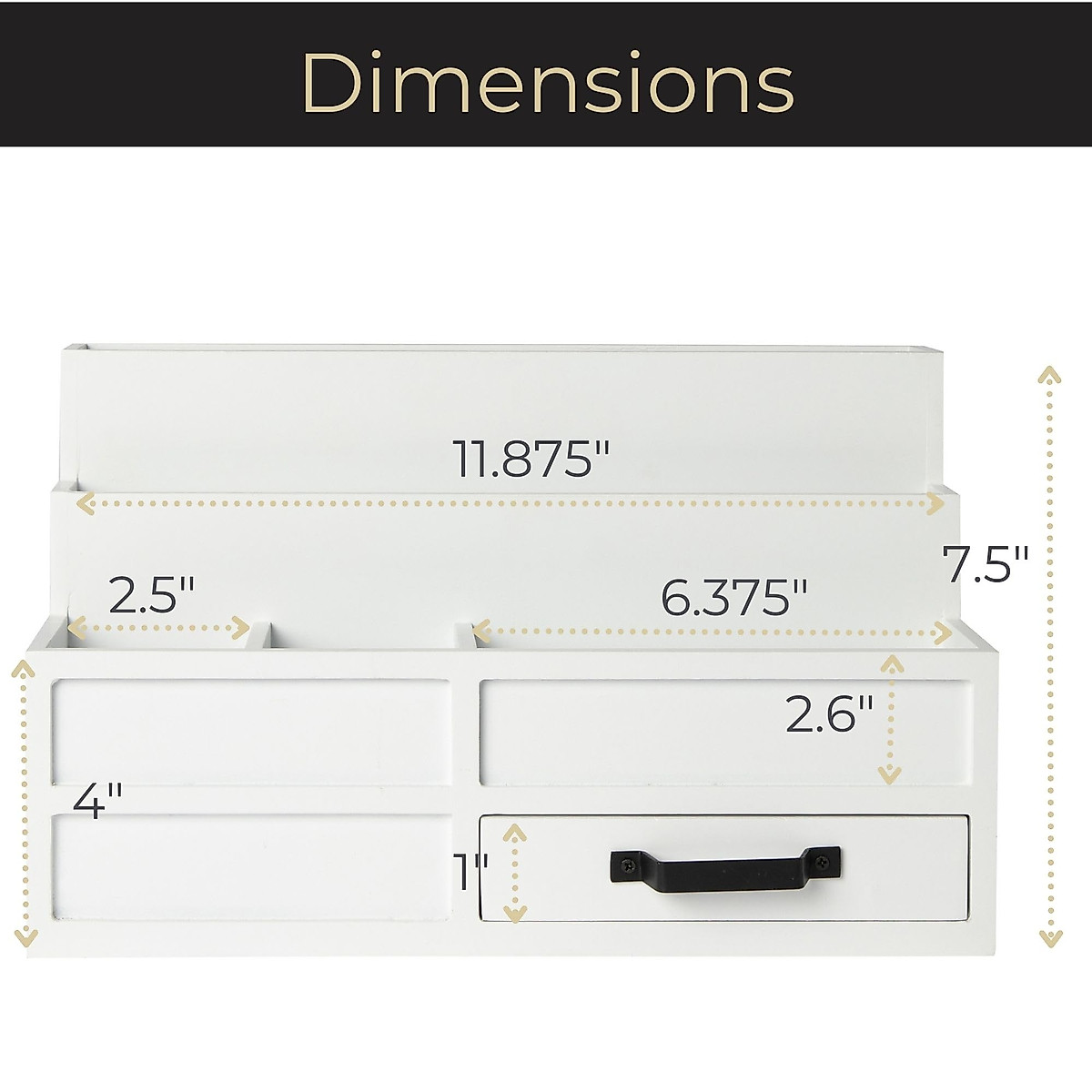 Blu Monaco White Desktop Organizer with Drawer & Pen Holder - Desk Organizers and Storage - Paper Organizer - Wood Bill Organizer for Desk - Mail Holder for Office Desk Organization Art Supply Storage