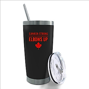 liabiliies Travel Coffee Tumbler 20 oz Elbows Up Canada Strong and Free Proud Canadian Tumbler with Lid and Straw Insulated Tumblers Stainless Steel Tumbler Funny Gifts for Men