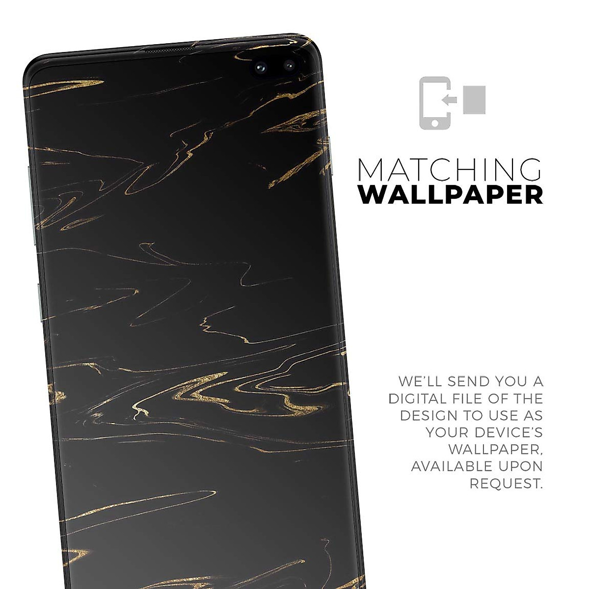 DesignSkinz Black & Gold Marble Swirl V10 Protective Vinyl Decal Wrap Skin Cover Compatible with The Samsung Galaxy S20 (Screen Trim & Back Glass Skin)