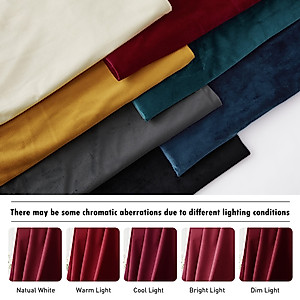 RYB Home Velvet Curtains for Bedroom - Light & Heat Block Back Tabs Window Treatment Energy Efficient Privacy Protection Drapes for Party Backdrop,Film Room, Ruby Red, W52 x L96 inches, 2 Panels
