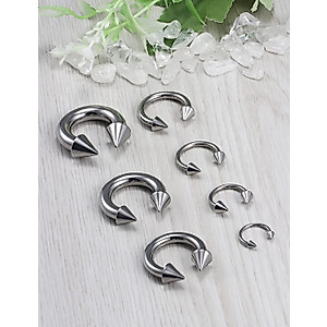 Ocptiy 0G 2G 4G 6G 8G 12G 14G 16G Ear Earrings Gauges Septum Plugs Tunnels Stretching Kit Surgical Stainless Steel Horseshoe Eyebrow Lip Belly Nipple Ring Cartilage Helix Tragus Earrings Piercing Kit