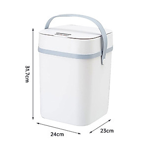 DWLOMHE Automatic Induction Trash, Home Smart Garbage Bin, Automatic Touchless Infrared Motion Sensor Trash Can Combo Set, Removable Liner Bucket with Handles, White