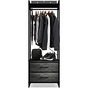 Sorbus Clothing Rack with Drawers - Clothes Stand Dresser - Wood Top, Steel Frame, & Fabric Drawers - Tall Closet Storage Organizer - Stand Alone Garment Rack for Hanging Shirts, Dresses, & Jackets