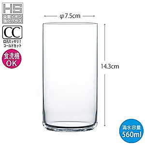 東洋佐々木ガラス Toyo Sasaki Glass USURAI B-09129 Whiskey Glass, Rock Glass, 18.0 fl oz (560 ml), Set of 6, Shatter Resistant, Cup, Made in Japan, Dishwasher Safe