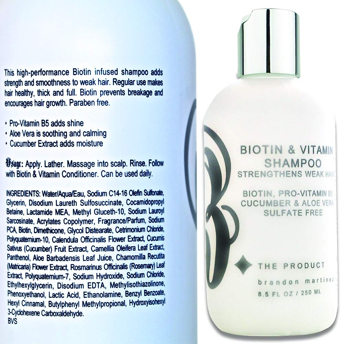 B THE PRODUCT High Potency Biotin Hair Growth Shampoo & Conditioner Set - Fortified with Vitamins E, A, C & B for Fastest Hair Growth (8.5oz.)