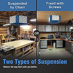 Denwenny Filtration System Woodworking Shop - (1350CFM) with Strong Vortex Fan, Hanging Mode for Garage Works Shop, Shop Dust Collectors without Ionizer, KingMaster F12