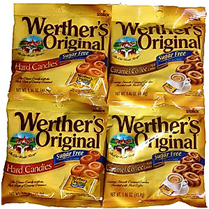 Werther's Original Sugar-Free Candies Bundle - 4 Items: Hard Candies and Caramel Coffee Hard Candies