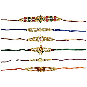 Belexy Rakhi Set of 12 for Raksha Bandhan, Designer Rakhi for Big Brother, Gift for Bro, Traditional Look Rakhi for Bhaiya, Bhabhi, Sister, Assorted Color