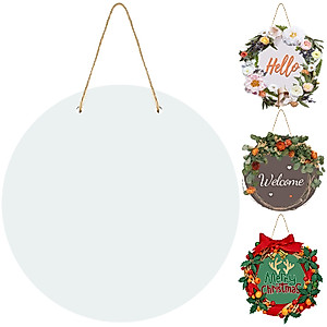 Jetec Sublimation Door Hanger Outdoor Hanging Vertical Sign Welcome Wreaths Front Door Round Wood Hanging Front Door Sign for Home, Garden,Yard, Bar