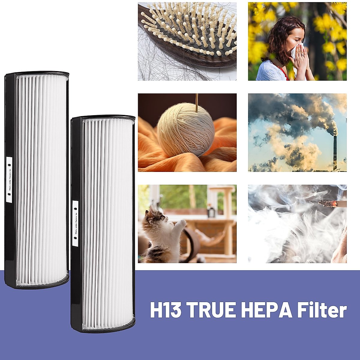 Popurure TPP440F Filter Replacement Compatible with Therapure TPP440 Air Purifier, also fit Models TPP540 TPP640 and TPP640S, with 2 True HEPA （H13）Filter