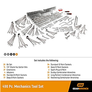 GEARWRENCH 498 Piece Master Mechanics Tool Set | 89070