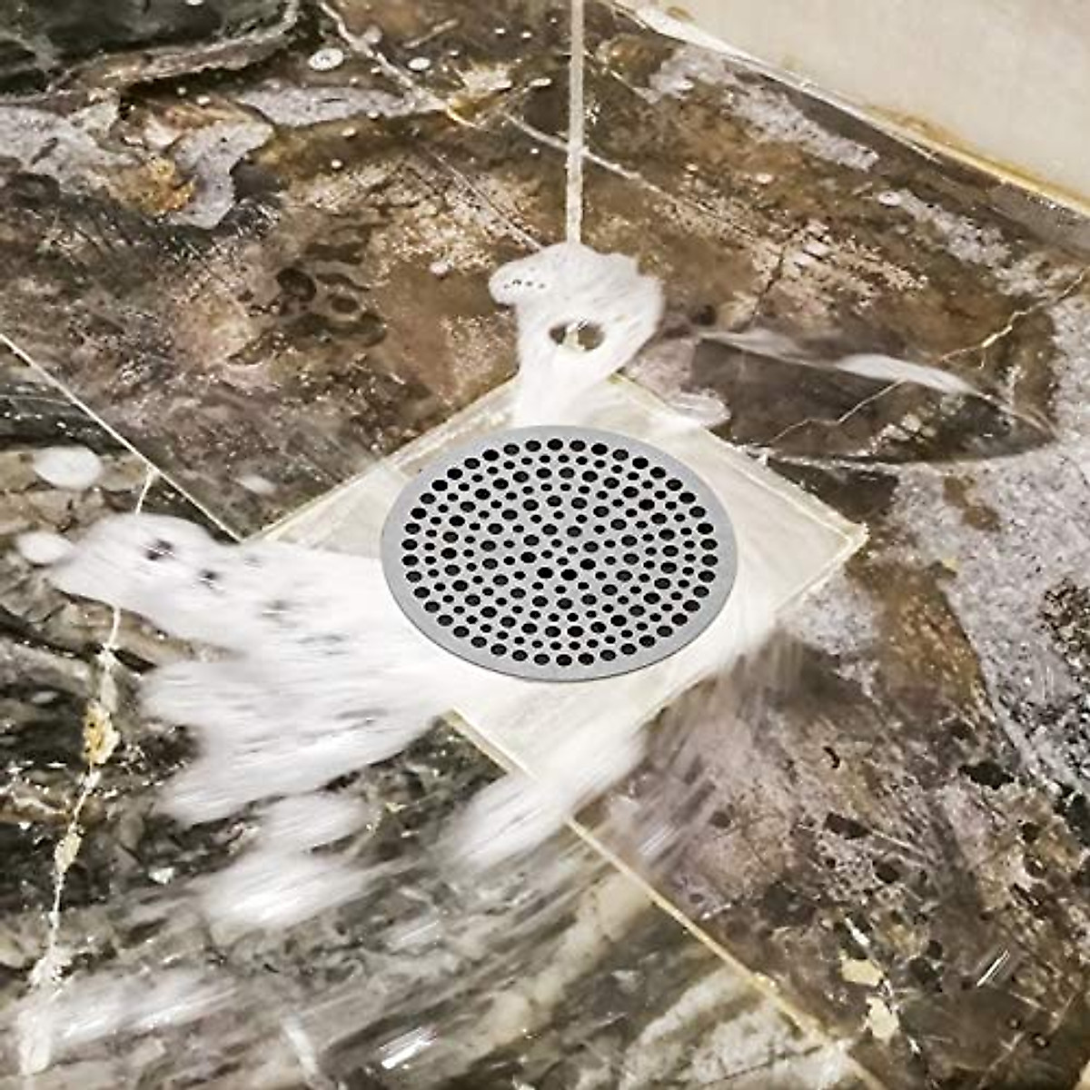 Stainless Steel Shower Drain Hair Catcher, Round Drainage Shower Strainer Mesh Piece Bathtub Catcher Bathroom Floor Drain for Kitchen Bathroom (82mm)