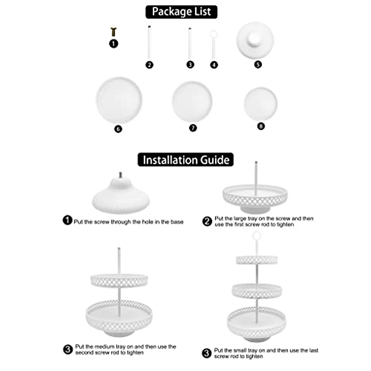 Weharnar Cupcake Stand - 3 Tier Metal Cupcake Tower - Dessert Table Display Set Round Cake Holder Tiered Serving Tray for Cup Cakes Desserts Fruits Candy Cookie Buffet, White