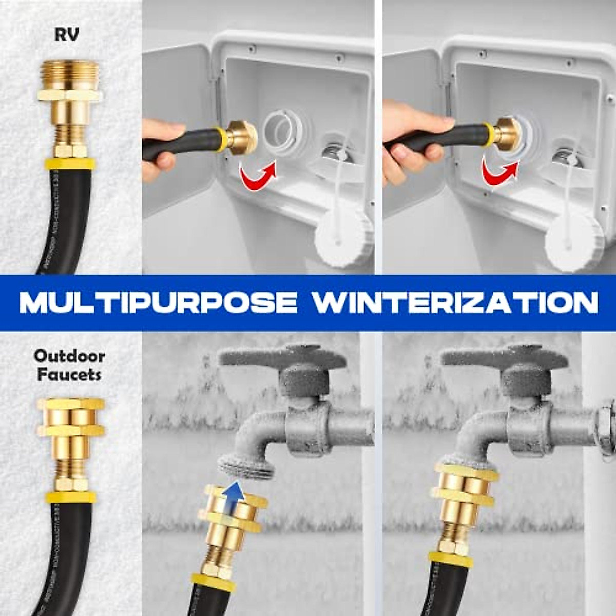 RV Winterizing Kit with Sprinkler Blowout Adapter, Shut Off Valve - For Winterizing RV, Camper, Boat, Motorhome Systems
