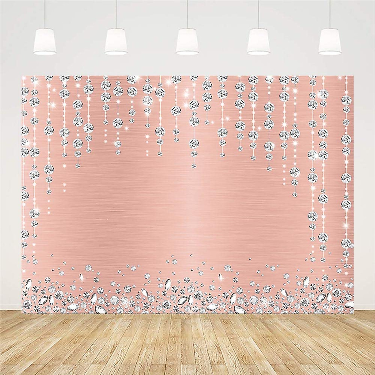 Sendy SENDY 7x5ft Rose Gold Diamonds Curtain Backdrop for Photography Birthday Party Decorations Wedding Bridal Shower