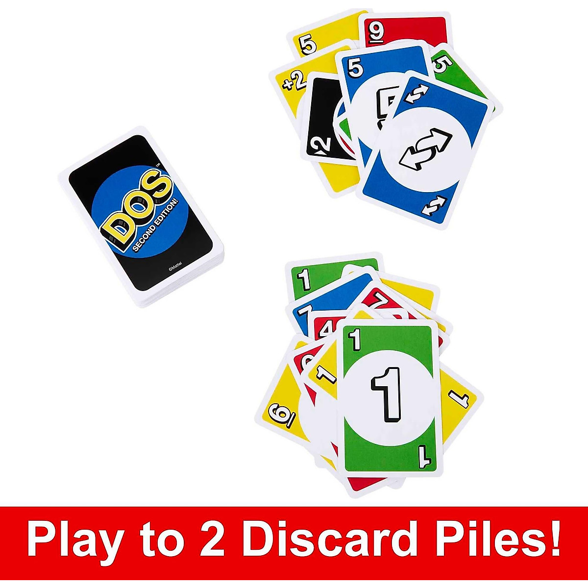Mattel Games DOS Card Game Second Edition, Family Travel Game with Updated Rules for Kids & Adults in Storage Tin