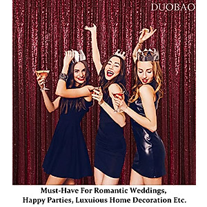 DUOBAO Sequin Backdrop Curtain 4FTx8FT Burgundy Sequins Photo Background Bridal Decoration Fabric Backdrops Glitter Wedding Party Backgrounds Drapes (4FTX8FT, Burgundy)