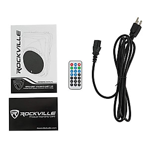 Rockville RPG15BT V2 15" Powered 1000W Speaker Bundle with & RCXMB20B 20' XLR to 1/4'' TRS Cable & (2) Speaker Stands & Rockville RWM1202VH Handheld Microphone & Mackie Mix12FX Compact Mixer (5 Item)
