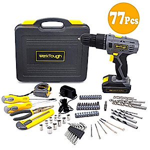 Uniteco 77PCS 18/20V Cordless Drill Screwdriver Tool Set Home Repair Set Combo Kit Tool Kit