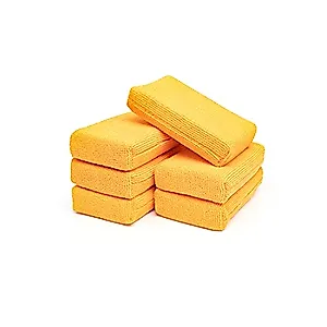 The Rag Company - The Pearl Microfiber Detailing Applicator Sponges (6-Pack) Versatile Detailing Tool, Excellent for Applying Wax, Sealants, Coatings and Other Automotive Products, 3in x 5in, Orange