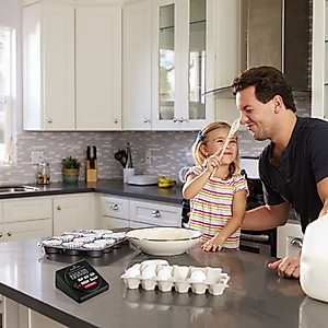 Marathon 24 Hour Digital Timer, Black - Large, Easy-to-Read LCD Display - Loud Ring Alarm - Clock Feature - AA Battery Included