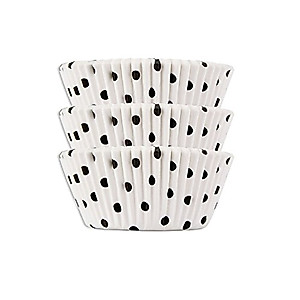 25 PC Set White with Black Polka Dot Cupcake Liners Muffin - Designer Cupcake Liners from Bakell