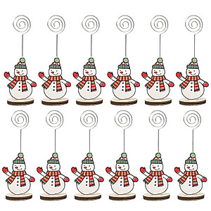 PRETYZOOM 12pcs Christmas Place Card Holder Wire Santa Snowman Photo Stands Table Number Cards Memo Note Clips for Holiday Party Decorations