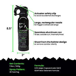 Griz Guard Bear Spray (2 Pack) -Strongest Formula Allowed by EPA, Includes (2) Griz Guard Holsters(Griz #2)