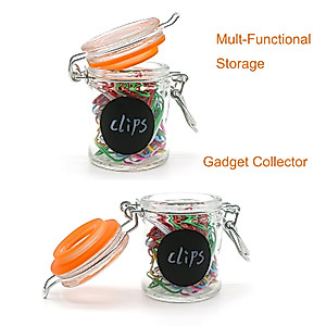 Homelike Style 1.7 oz Mini Glass Spice Jars with Labels, Small Stash Jars with Airtight Hinged Lid, 12 Pack Empty Spice Bottles with Rubber Gasket for Herb Tea Seasoning Storage