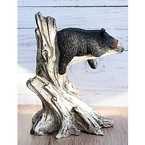 Ebros Lazy Days of Summer Black Bear Sleeping On Tree Branch Statue Wildlife Forest Rustic Cabin Decor Bear Figurine