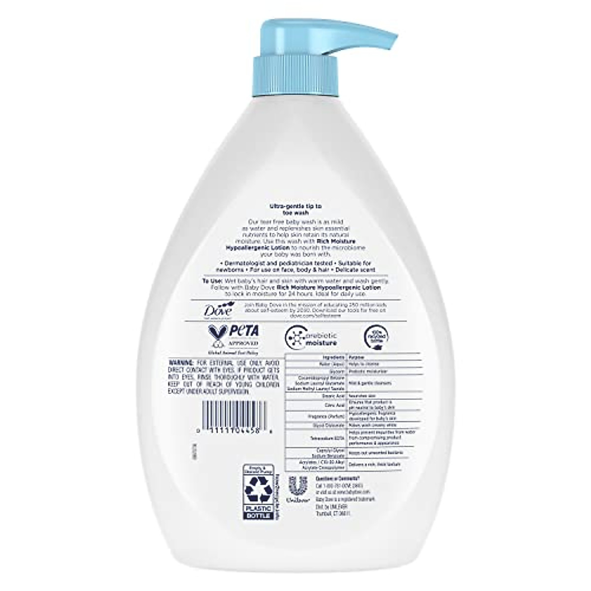 Baby Dove Sensitive Skin Care Baby Wash For Baby Bath Time Rich Moisture Tear-Free and Hypoallergenic 34 oz