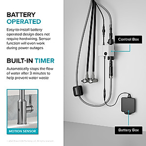 KRAUS Oletto Touchless Sensor Pull-Down Single Handle Kitchen Faucet in Brushed Brass, KSF-2830BB