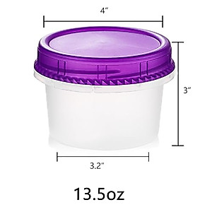 8Pack 13.6oz/400ml Plastic Containers with Twist Top Lids, Airtight Reusable Containers for Leftover Food and Soup, Frozen and Microwave Safe (Mixed Color)