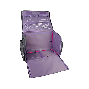 Everything Mary 4 Wheel Collapsible Deluxe Sewing Machine Storage Case, Purple Floral - Rolling Trolley Carrying Bag Compatible with Brother, Singer, and Most Machines