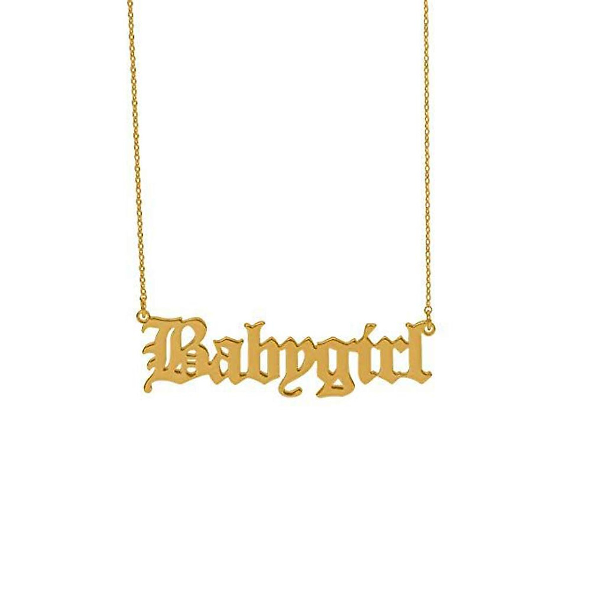 Vintashion Gold Plated Stainless Steel Gothic Hollow Out Babygirl Pendant Necklace for Girls and Women Gift