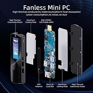 MeLE Fanless Mini PC Stick PCG02 Celeron J4125 8G LPDDR4 128G eMMC Small Desktop Computer Support 4K HDMI,2.4G/5.0G Dual Band WiFi,BT 4.2,Gigabit Ethernet and USB 3.0 for Iot Office