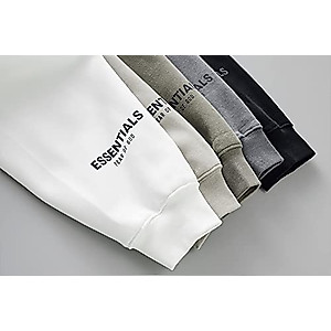 FEAR OF GOD ESSENTIALS Unisex Hoodie Hip Hop Couples Sweatshirt Pullover Printed Graphic Sportswear Tracksuit Sweater Kangaroo Pocket Medium Black