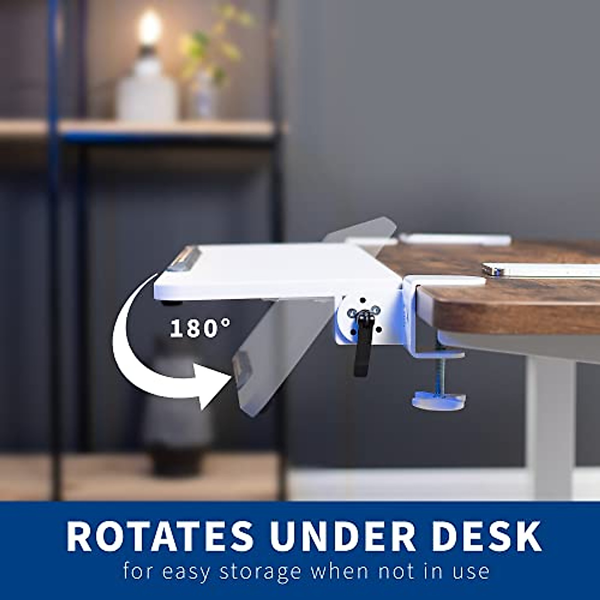 VIVO Clamp On Tilting Keyboard Tray, 26 (31 Including Clamps) x 9 inch Extension Platform for Typing and Mouse Work, Elbow and Arm Support Rest, White, MOUNT-KB06HW