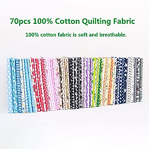 MOTTDAM 70 pcs Quilting Fabric Squares, 9.8"x 9.8" (25cm x 25cm) Cotton Quilting Fabric Floral Printed Fat Squares Fabric Bundles ​for Patchwork Sewing DIY Craft