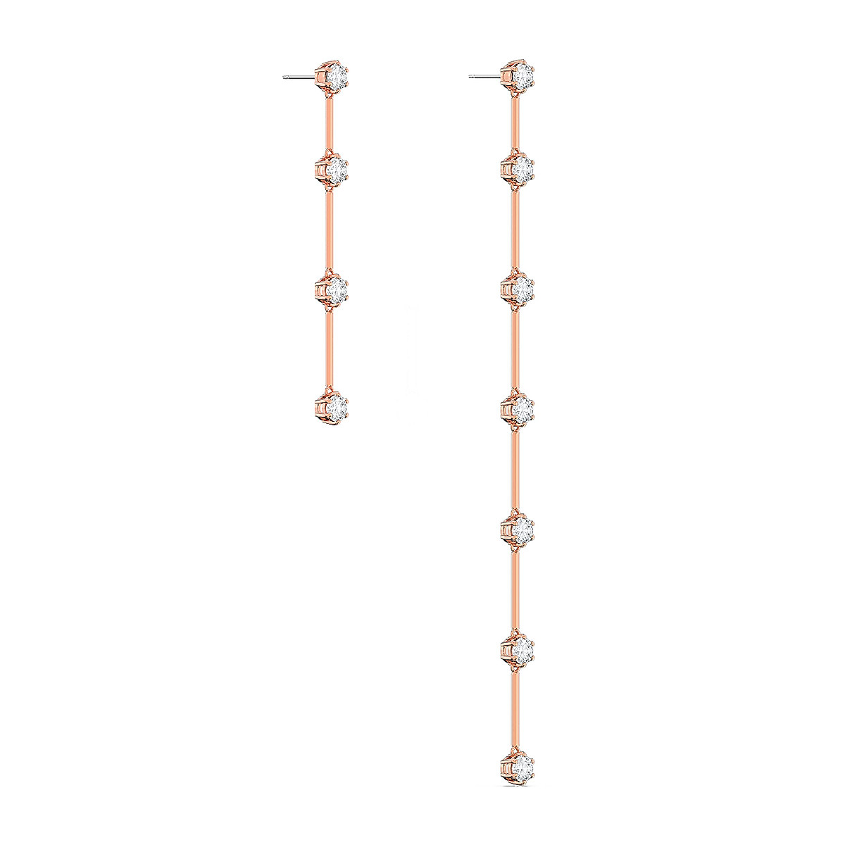 Swarovski Constella Asymmetrical Pierced Drop Earrings, Clear Crystals on a Rose-Gold Tone Finish Setting, Part of the Swarovski Constella Collection