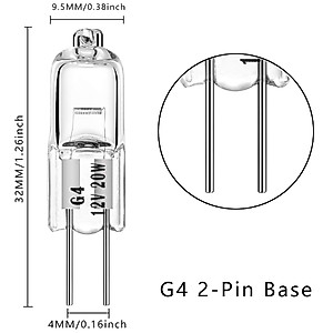 AHEVO G4 Halogen T3 20 Watt 280lm G4 Bi-Pin Bulb AC/DC12 Volt for Under Cabinet Puck Light, Chandeliers, Track Lighting,20W 12V Warm White 2700K (12 Pack)