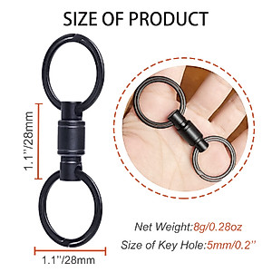 Autuveen Titanium Quick Release Keychain,Detachable Key Ring Quick Disconnect Keychain,Swivel Keychain Accessories for Bag,Purse,Belt(Black)