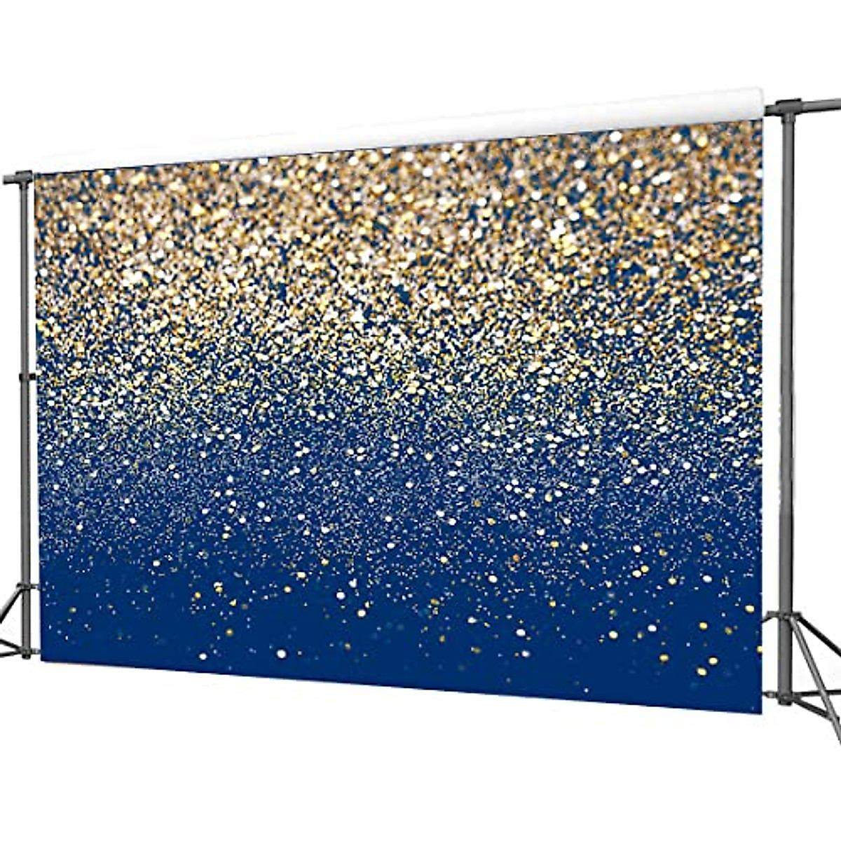 CYLYH 7X5FT Blue and Gold Backdrop Golden Spots Backdrop Vinyl Photography Backdrop Vintage Astract Background for Family Birthday Party Newborn Studio Props D595