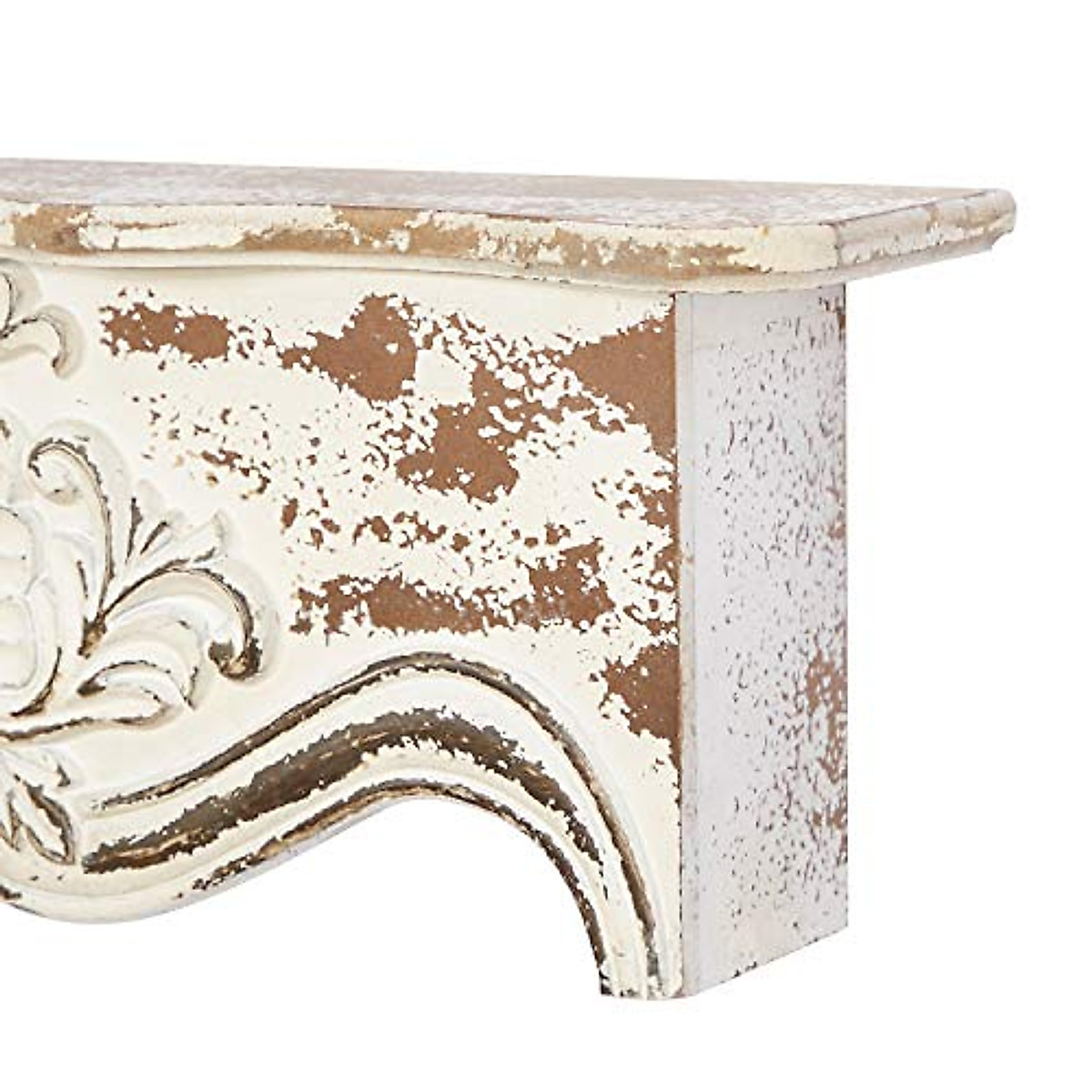 Deco 79 Wood Scroll 1 Shelf Wall Shelf, 28" x 6" x 9", Brown