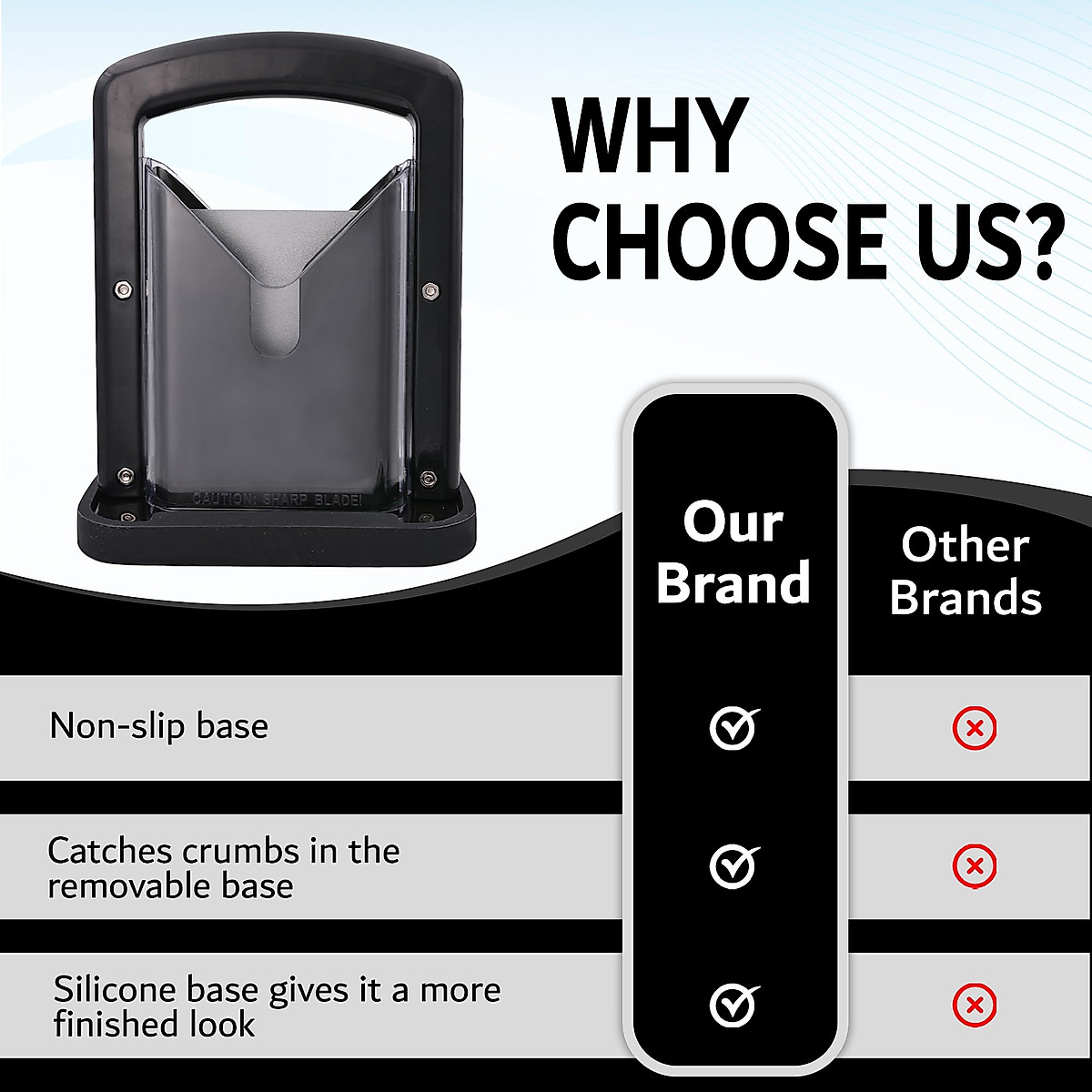 ISOKO Bagel Slicer - Premium Stainless Steel Bagel cutter, with Smooth Guillotine and Non-Slip Silicone Base for Perfect Slices Every Time for the better bagel experience. Black