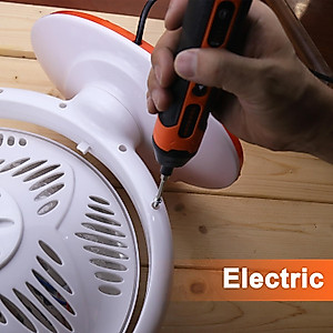 TOPXUAN Electric Screwdriver Kit,4V Rechargeable Cordless Small Orange Drill, with LED Lights&USB Charging Battery,Speed Adjustable,Electric&Manual, Includes USB Cable&11pcs Bits Set,1 Bit Extender