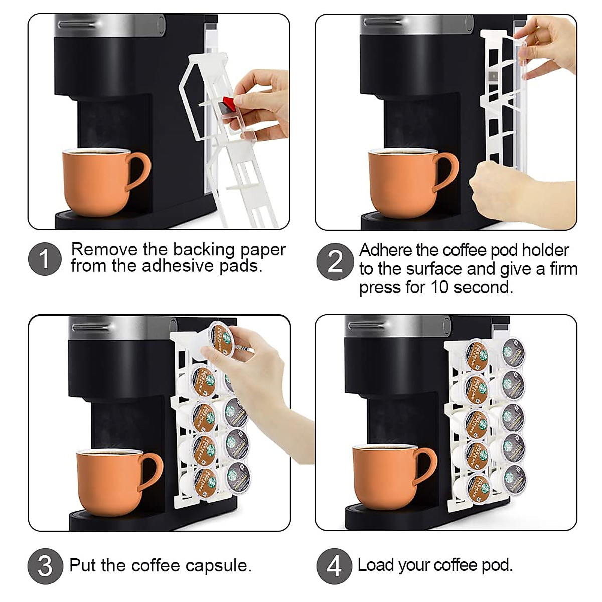 SUNGRACE Coffee Pod Holder for Keurig K Cup Pods, Side Mount K-cup Pod Storage Stands Rack, Perfect for Small Counters ( Transparent, 3 Pack for 15 K Cups)