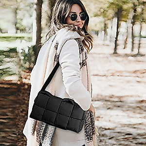 INPAKSA Puffer Woven Bag Women Padded Designer Crossbody Bags Woven Purse Down Shoulder Bags for Women